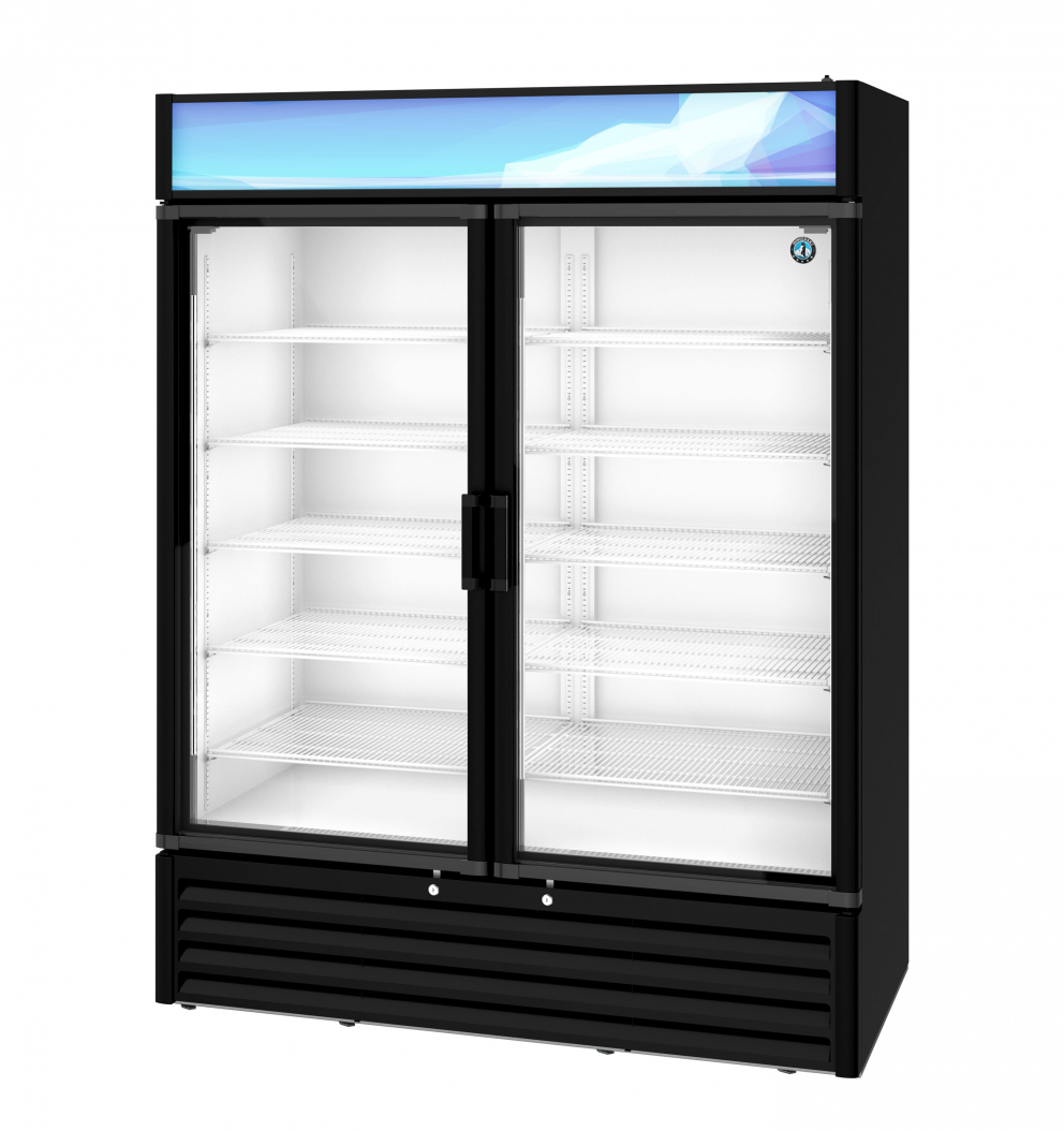 RM-49-HC-BLK, Refrigerator, Two Section Glass Door Merchandiser – Black Exterior | Hoshizaki America